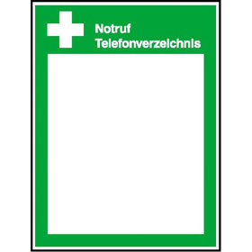 Aushang - Notfall Notruf Telefonverzeichnis