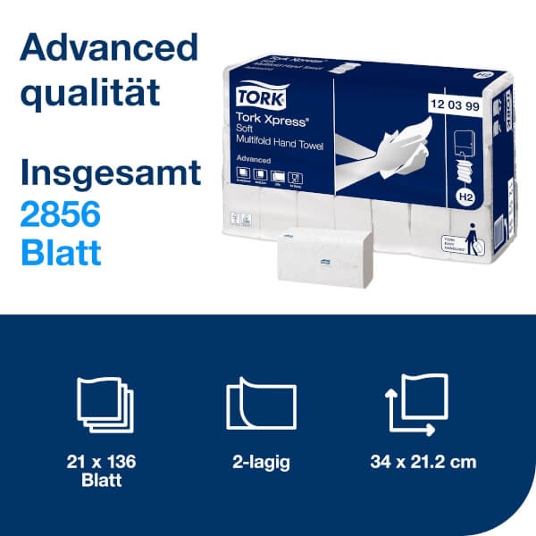 Tork 120399 Xpress große Multifold-Handtücher Advanced 2-lagig für ...