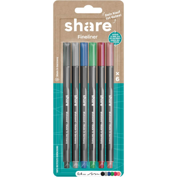 share Fineliner Set versch. Farben Gehäuse aus 85% nachwachsendem ...