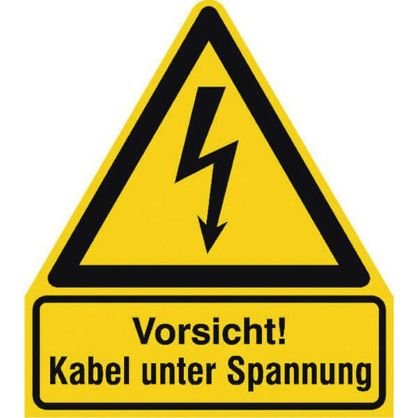 Warn-Kombischild Vorsicht! Kabel unter Spannung direkt beim Hersteller ... Warn-Kombischild Vorsicht! Kabel unter Spannung direkt beim Hersteller ...