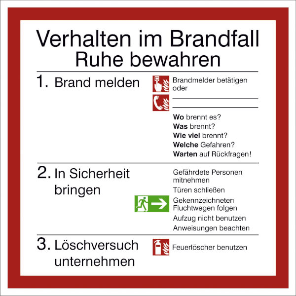 Brandschutzordnung, Aushänge und Verhaltensregeln | Online Shop