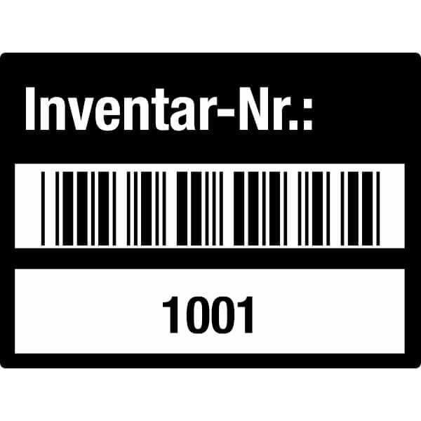 Inventaretiketten Inventar-Nr.: mit Barcode und fortlaufend nummeriert ...
