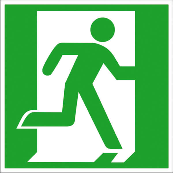 Fluchtwegschilder, Rettungsschilder nach BGV A8, ASR A1.3, DIN 4844-2 ...