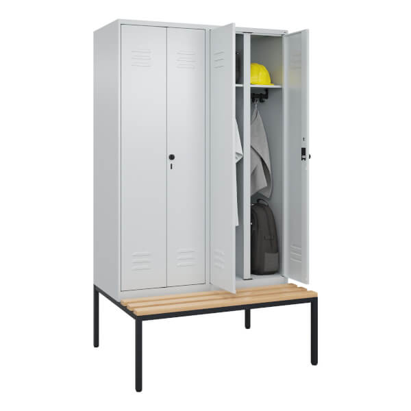 C+P Schwarz-Weiß-Spind Classic PLUS Bank 4 Abteile mit Ablageboden und ...