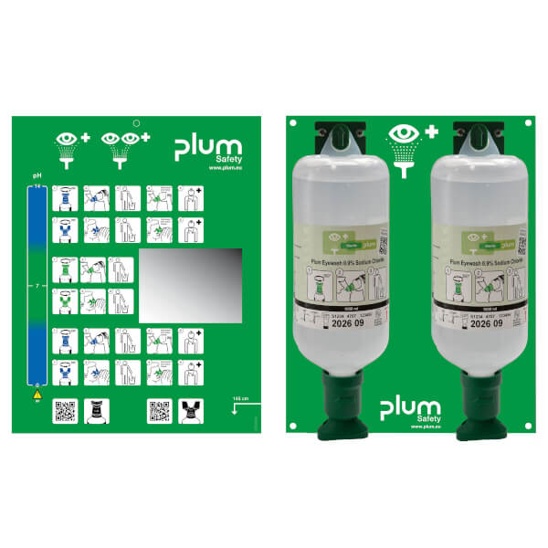 Plum Augenspülstation Maxi 2 Flaschen mit Wandhalterung Anleitungstafel ...