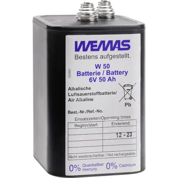 Wemas Batterie Luftsauerstoff 50 Ah 6V Blockbatterie für Warnleuchten ...